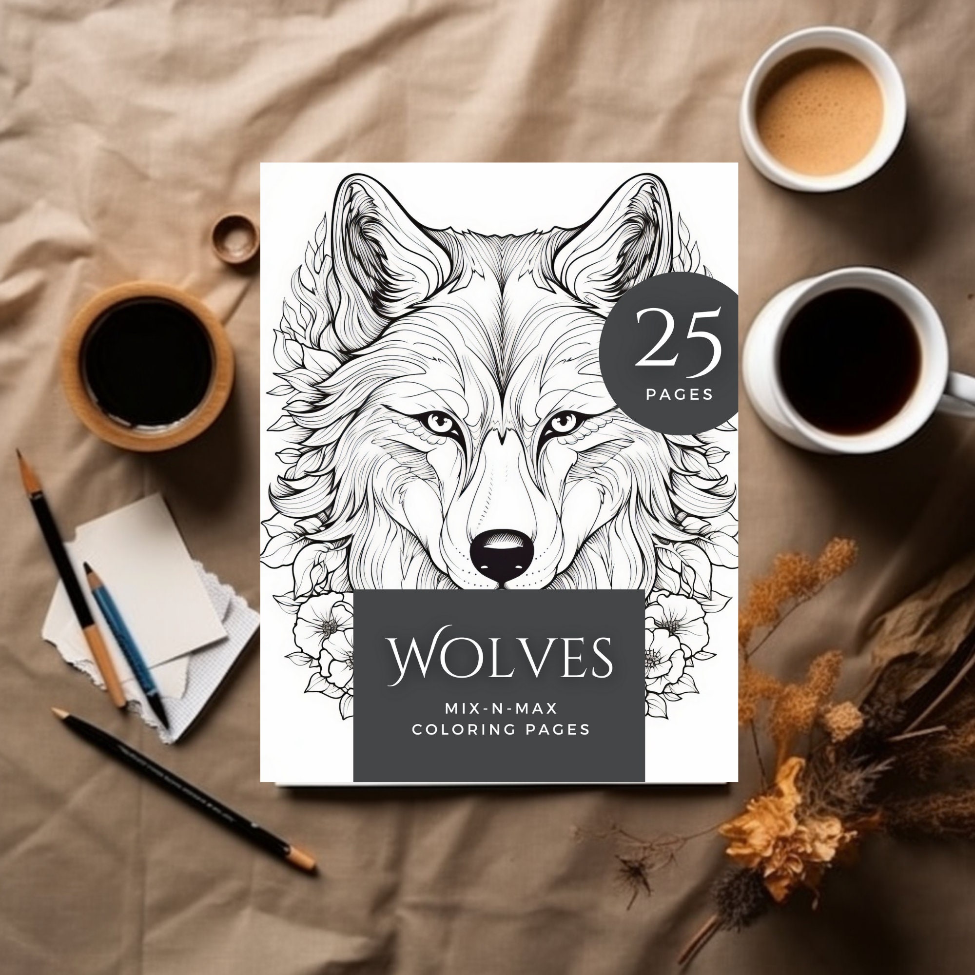 Wolves Colouring Sheets for Adults Kids Coloring Pages Mindfulness ...