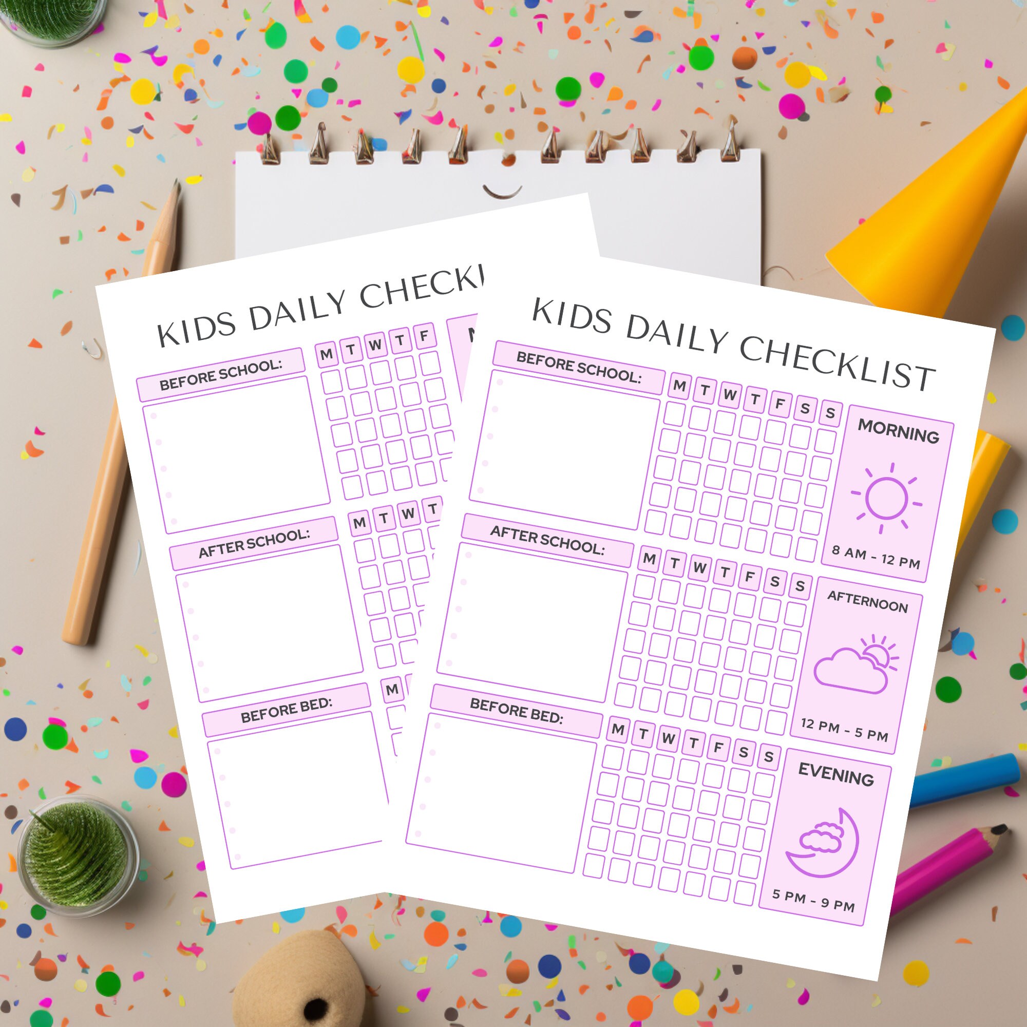 Editable Daily Checklist for Kids Printable Children Pink ...