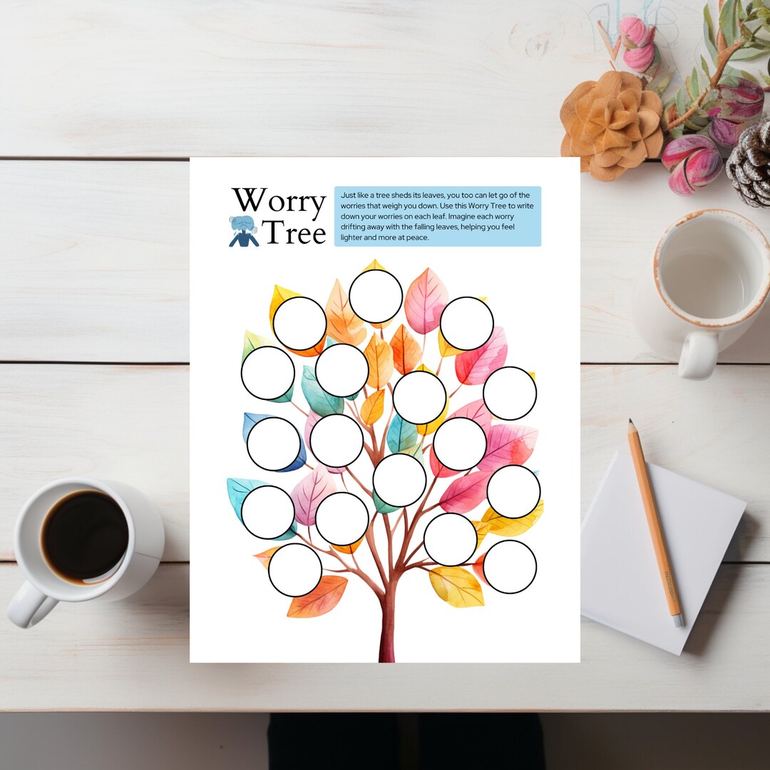 Worry Tree Worksheets Anxiety Relief for Adults and Teens Printable ...