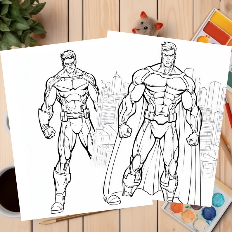 25 Superhero Coloring Book Pages, Colouring Pages for Children and ...