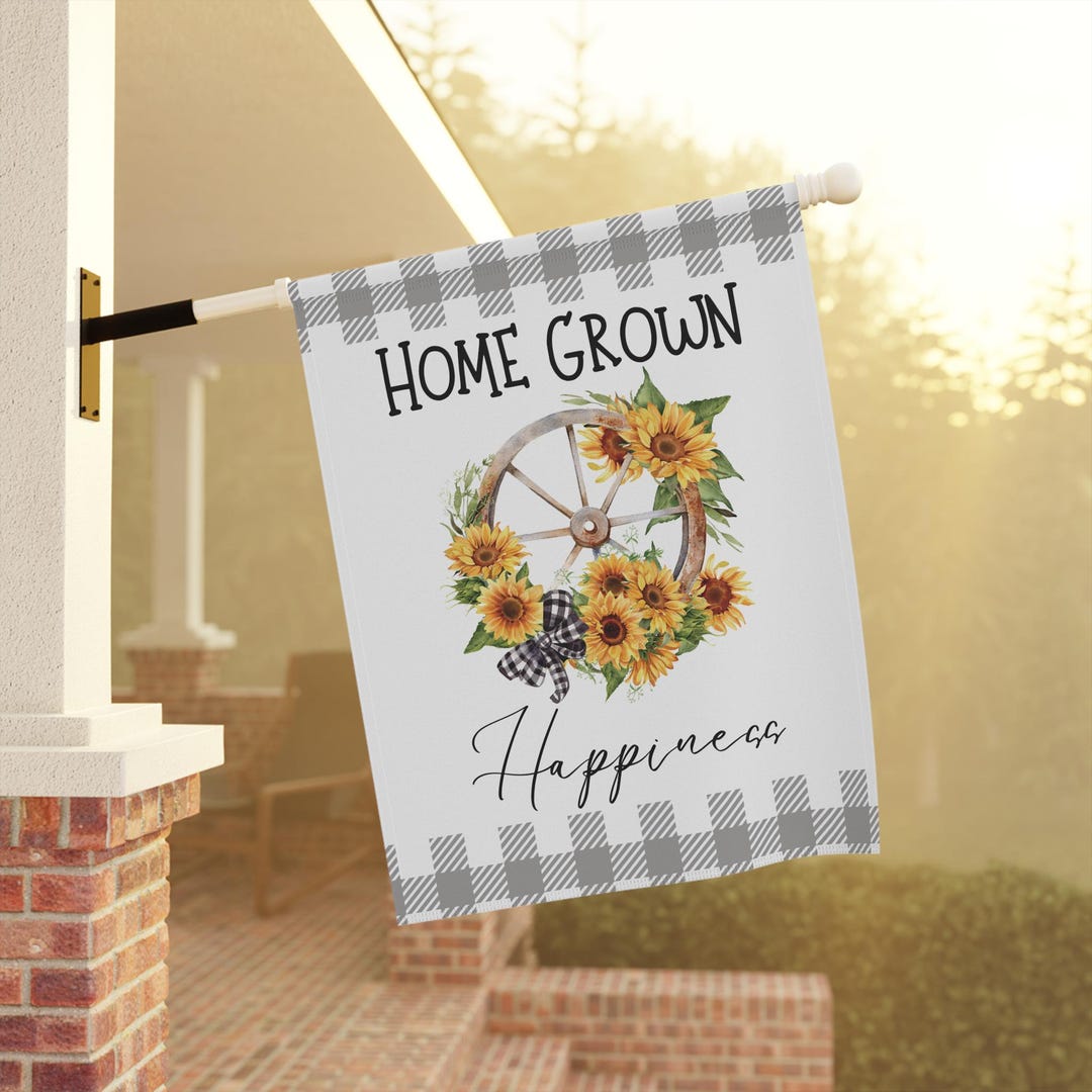 House Banner, Farmhouse Home Grown Decor, Garden Flag, Rustic Yard Sign ...