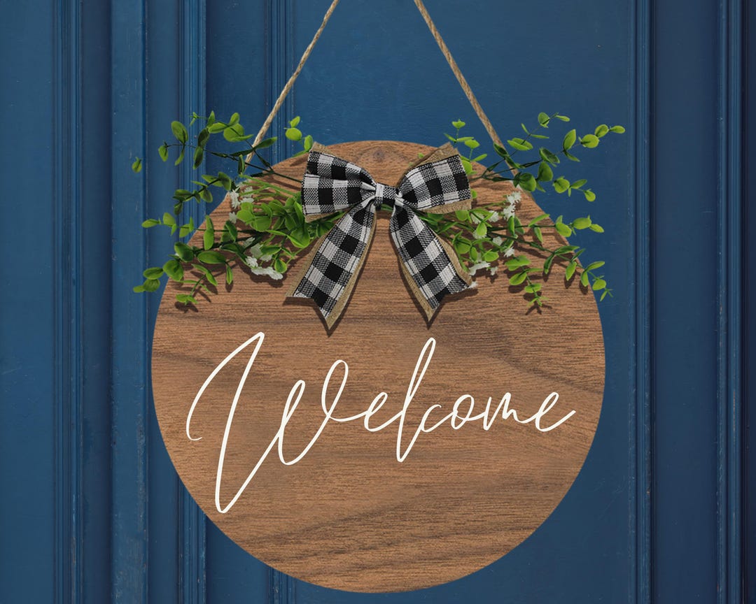 Wooden Hanging Sign - Welcome Sign, Spring Decor, Rustic Home Wall Art ...