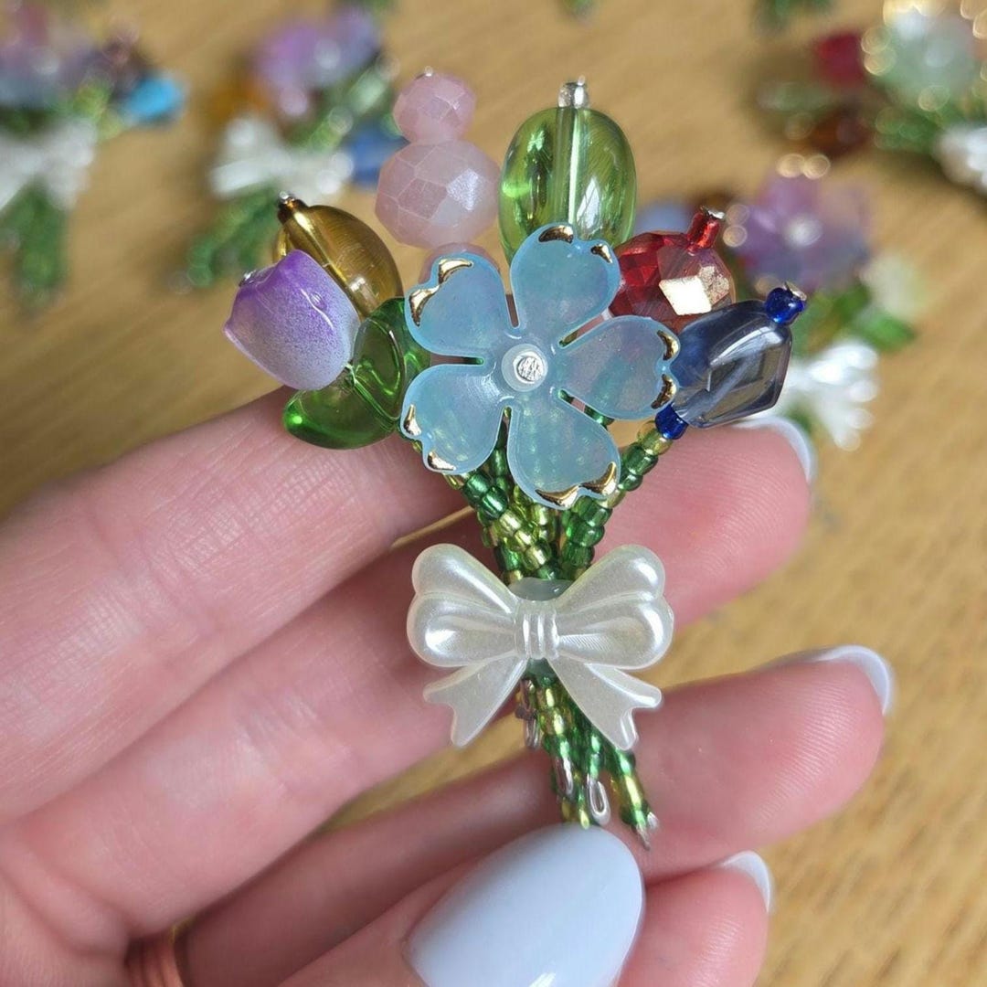 Beaded Flower Bouquet Magnet - Etsy