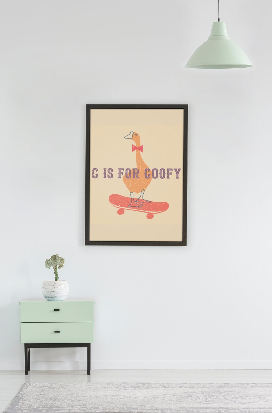 Funny Duck on Skateboard Art Print Swan,silly Goose Farmhouse,home ...