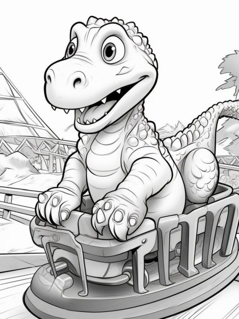 Dino Riding Roller Coasters Coloring Book, 40 Pages of Coloring ...