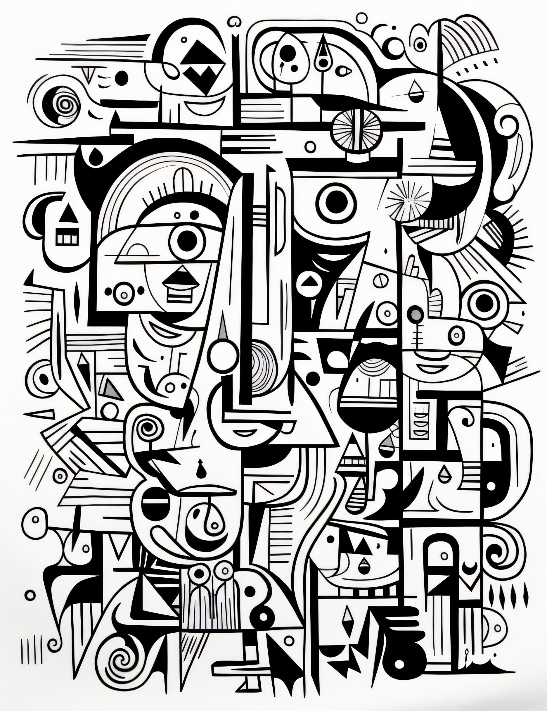 Cubism Art Coloring Book, 50 Pages of Coloring, Abstract Coloring Pages ...