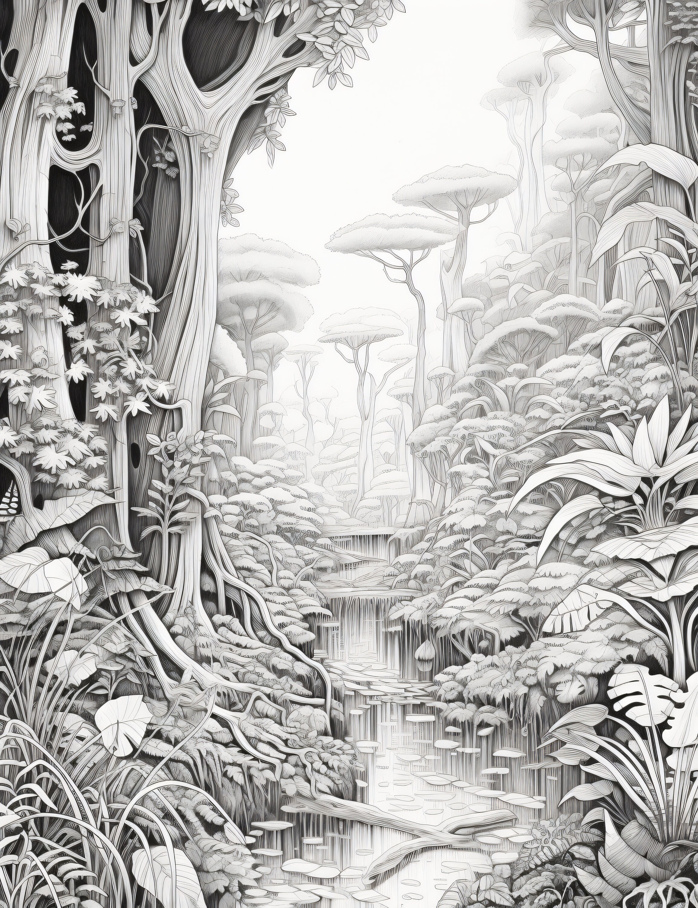 Magical Forest Coloring Book, 40 Pages of Coloring, Enchanted Forest ...