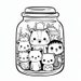 Cute Animals in a Jar Coloring Book, 50 Pages of Coloring, Animals ...