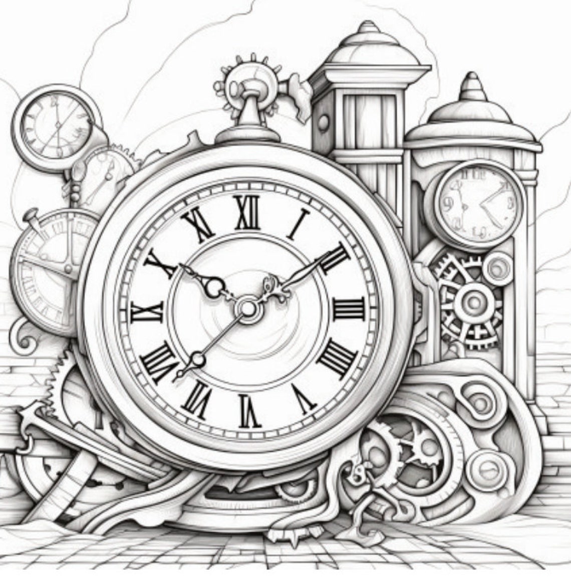 Collection of Clocks Coloring Book, 50 Pages of Coloring, Clock Color ...