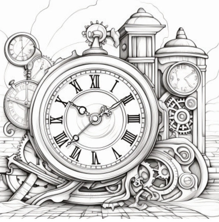 Collection of Clocks Coloring Book, 50 Pages of Coloring, Clock Color ...