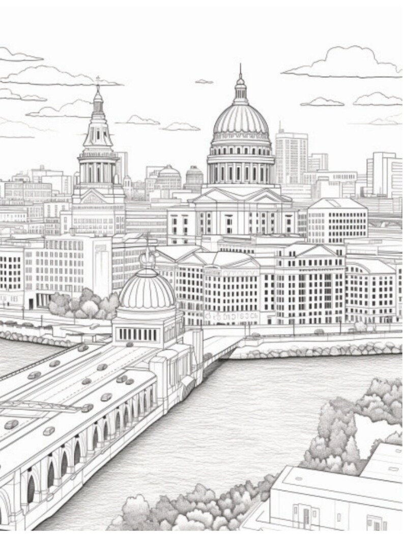 Skyline Landscapes Coloring Book, 50 Pages of Coloring, 50 Cities of ...