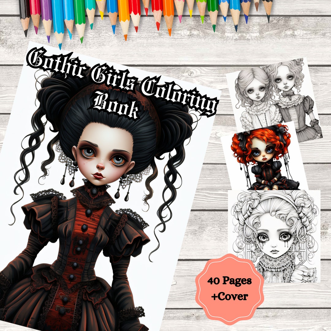 Spooky & Stylish: Gothic Girls Coloring Book - Instant PDF Download, 40 ...