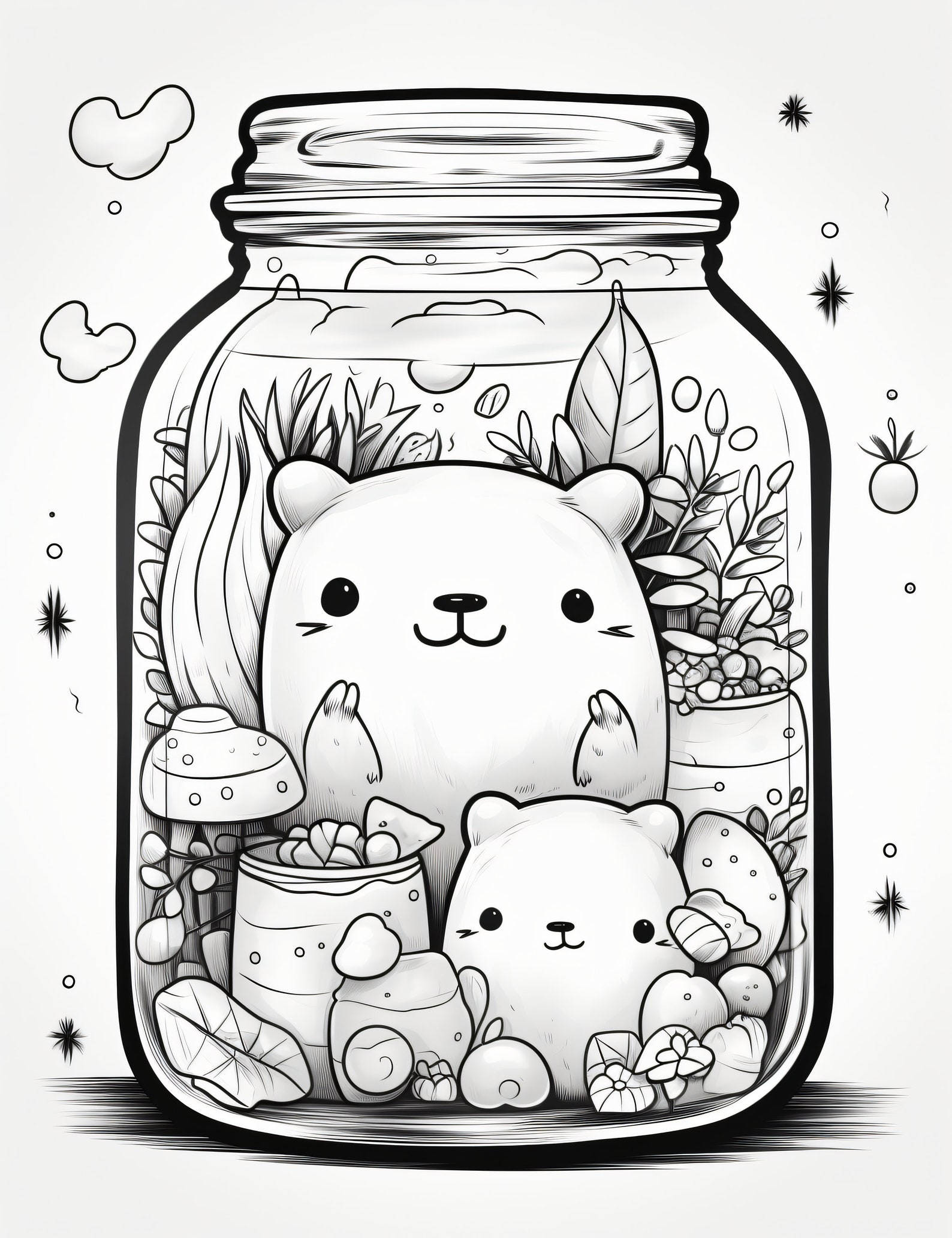 Squishmallow in a Jar Coloring Book, 40 Pages of Coloring, Cute Animals ...