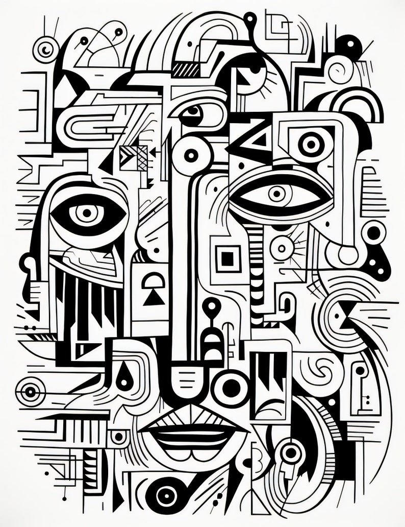 Cubism Art Coloring Book, 50 Pages of Coloring, Abstract Coloring Pages ...