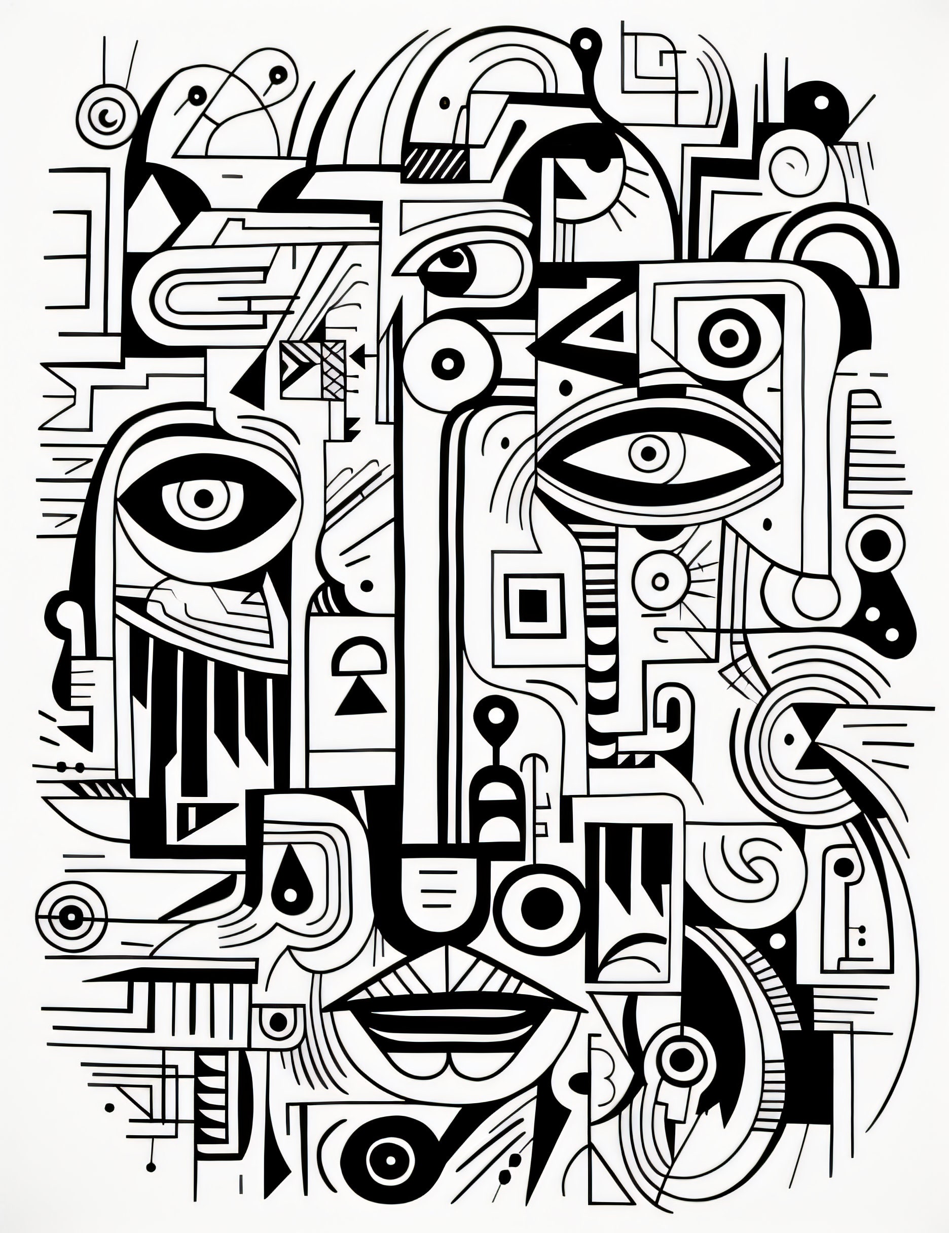 Cubism Art Coloring Book, 50 Pages of Coloring, Abstract Coloring Pages ...