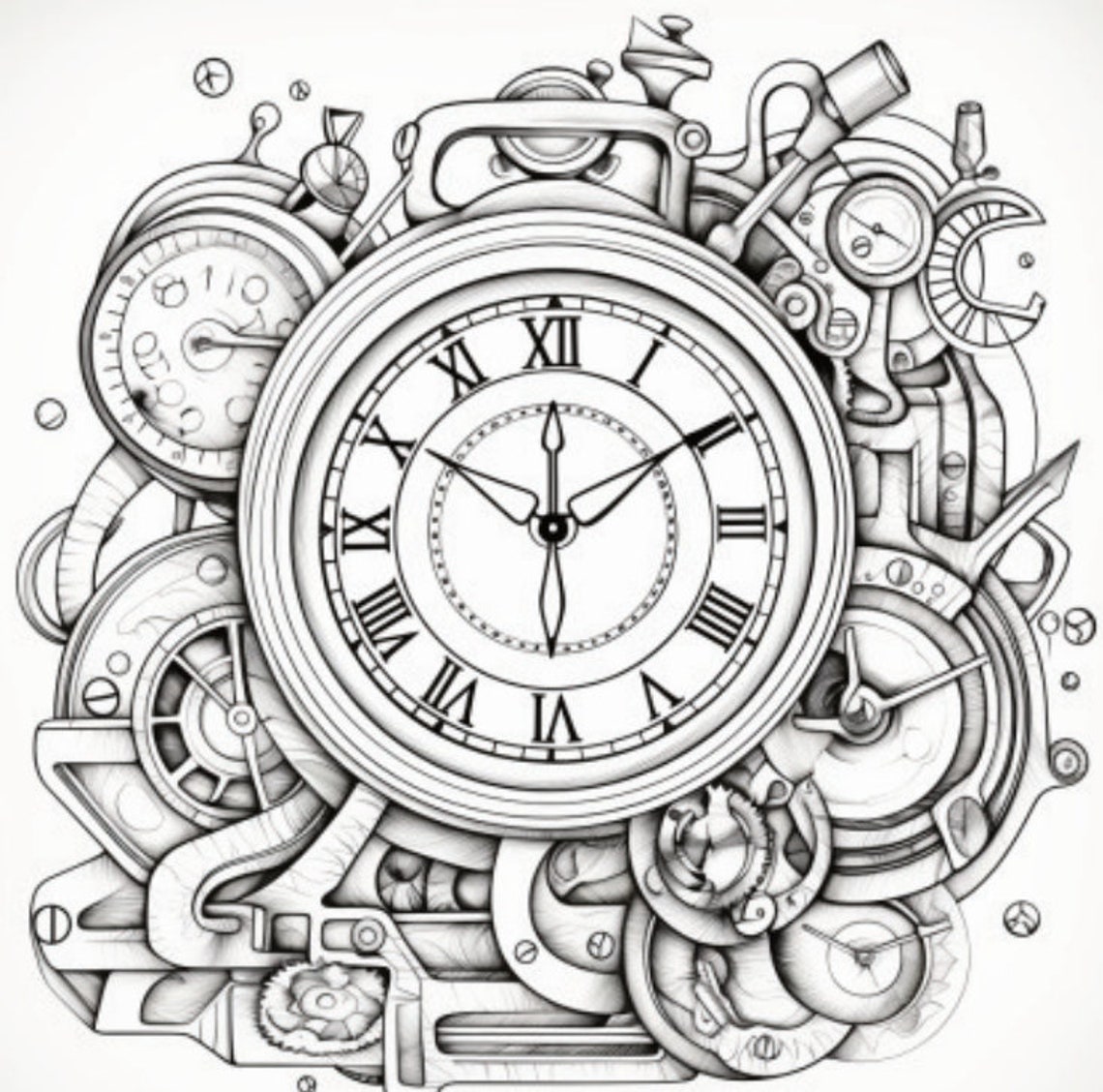 Collection of Clocks Coloring Book, 50 Pages of Coloring, Clock Color ...