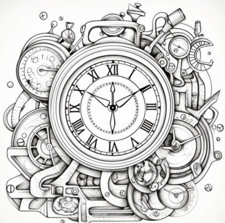 Collection of Clocks Coloring Book, 50 Pages of Coloring, Clock Color ...