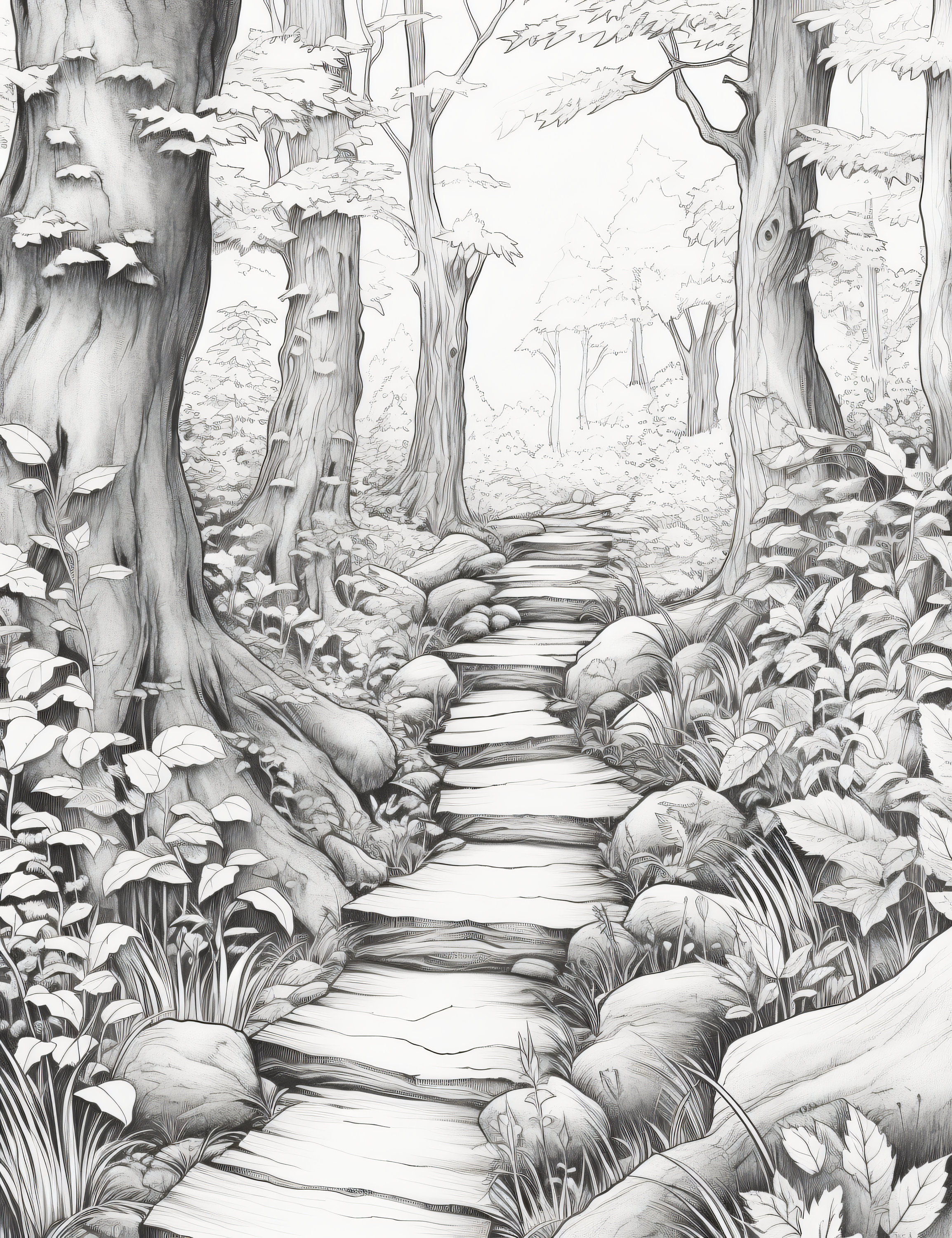 Magical Forest Coloring Book, 40 Pages of Coloring, Enchanted Forest ...