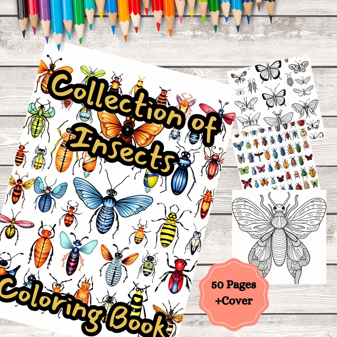 Insects Coloring Book, 50 Pages of Coloring, Collection of Insects ...