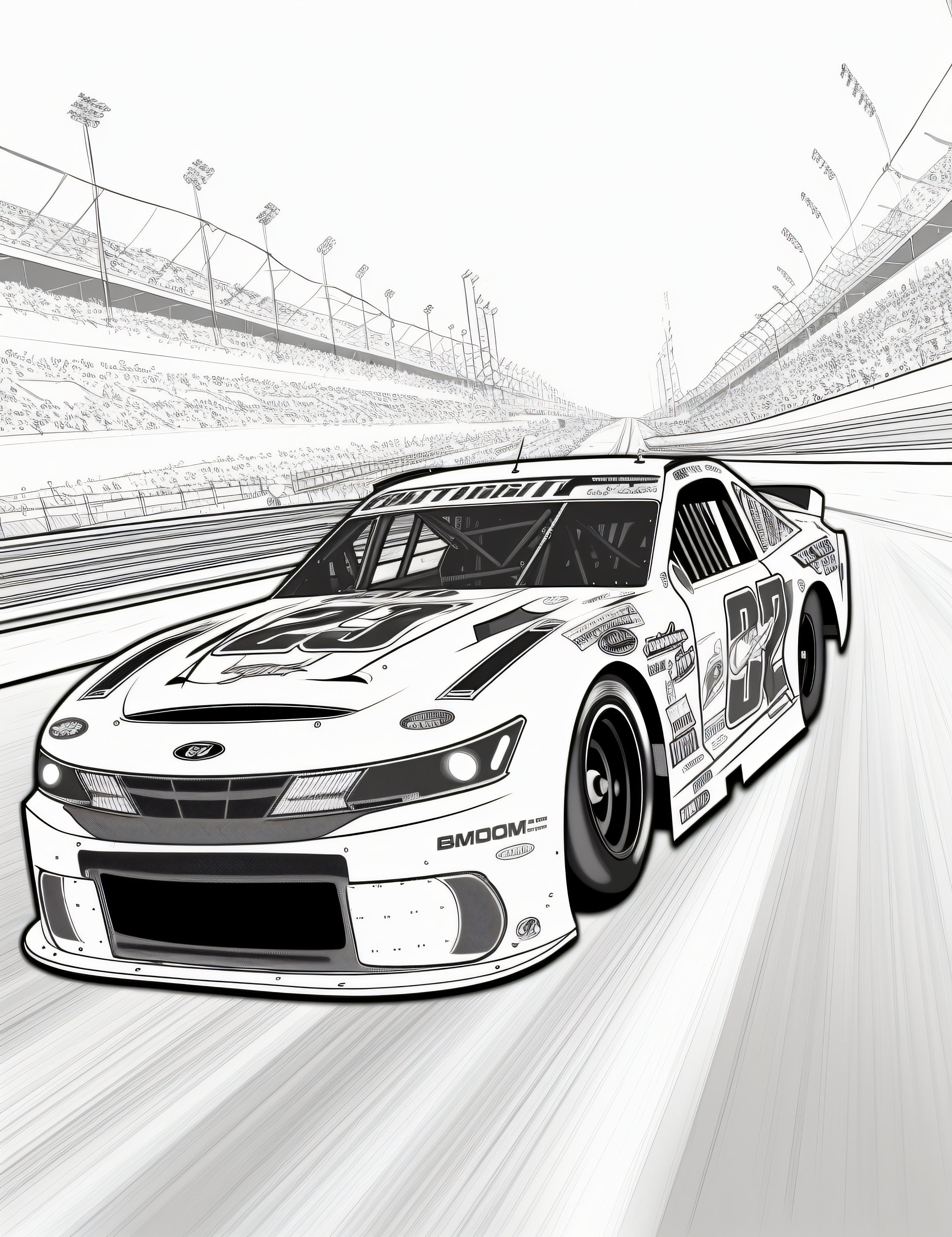 Race Car Coloring Book, 50 Pages of Coloring, Race Car Coloring Pages ...