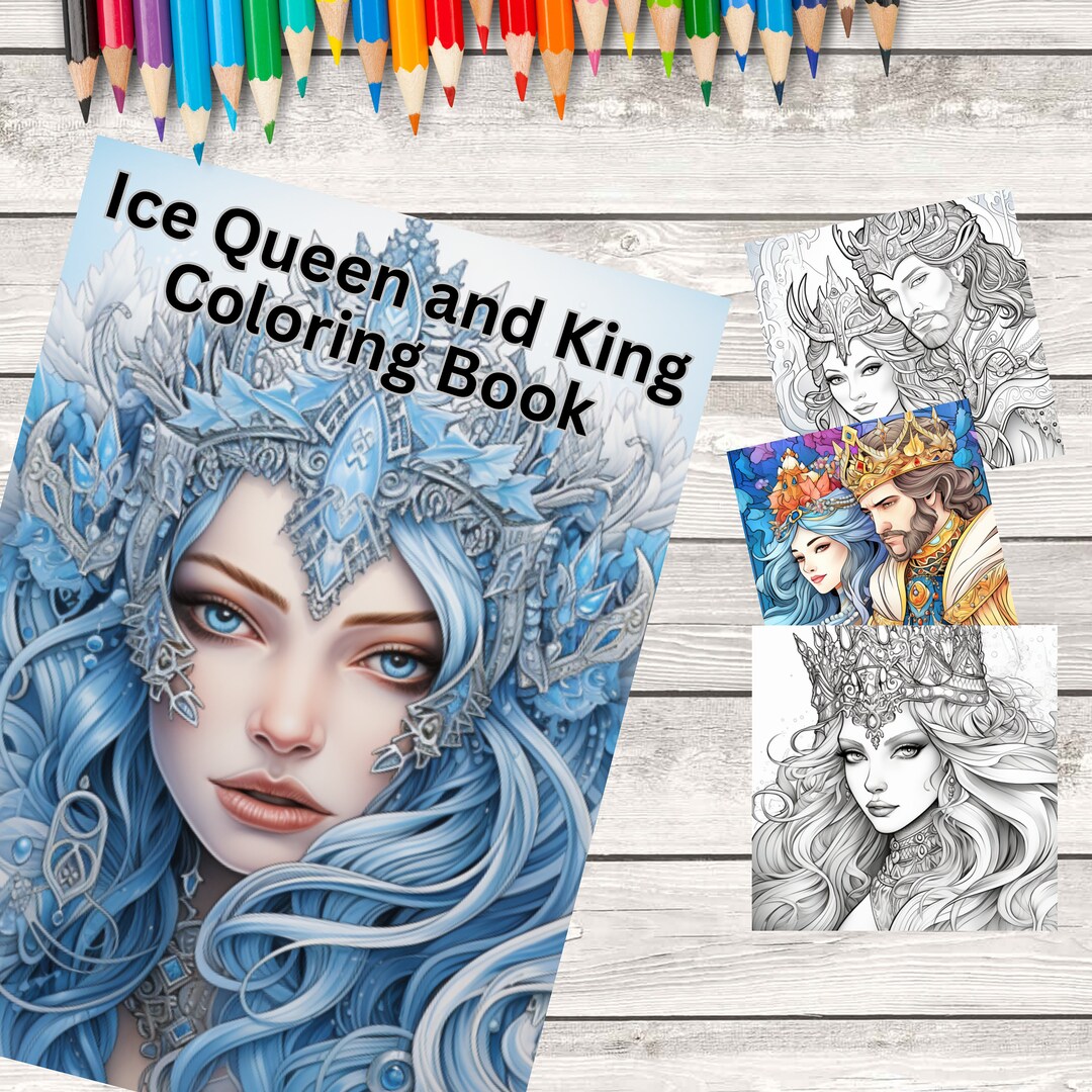 Ice Queen and King Coloring Book, 50 Pages of Coloring, Fantasy ...