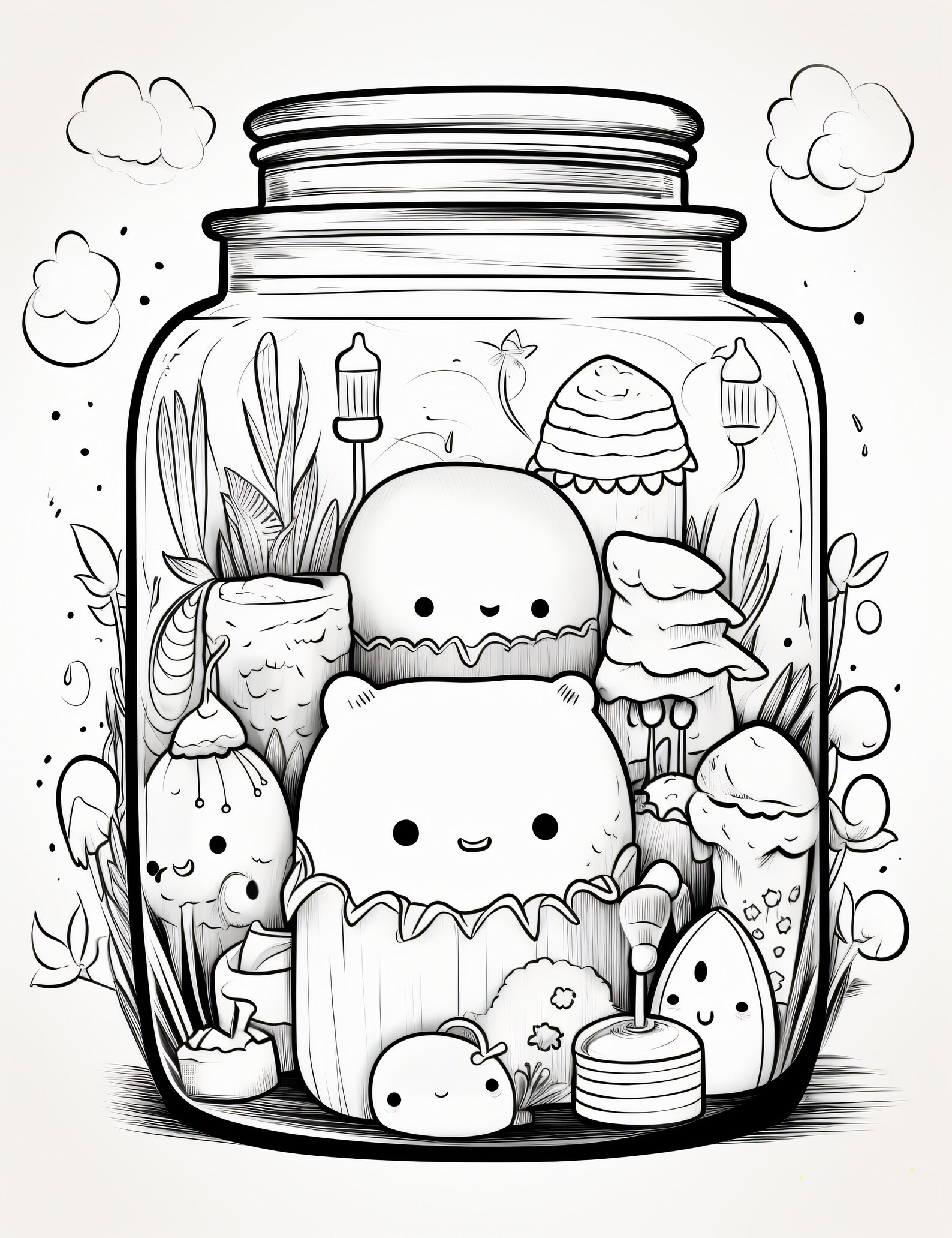 Squishmallow in a Jar Coloring Book, 40 Pages of Coloring, Cute Animals ...