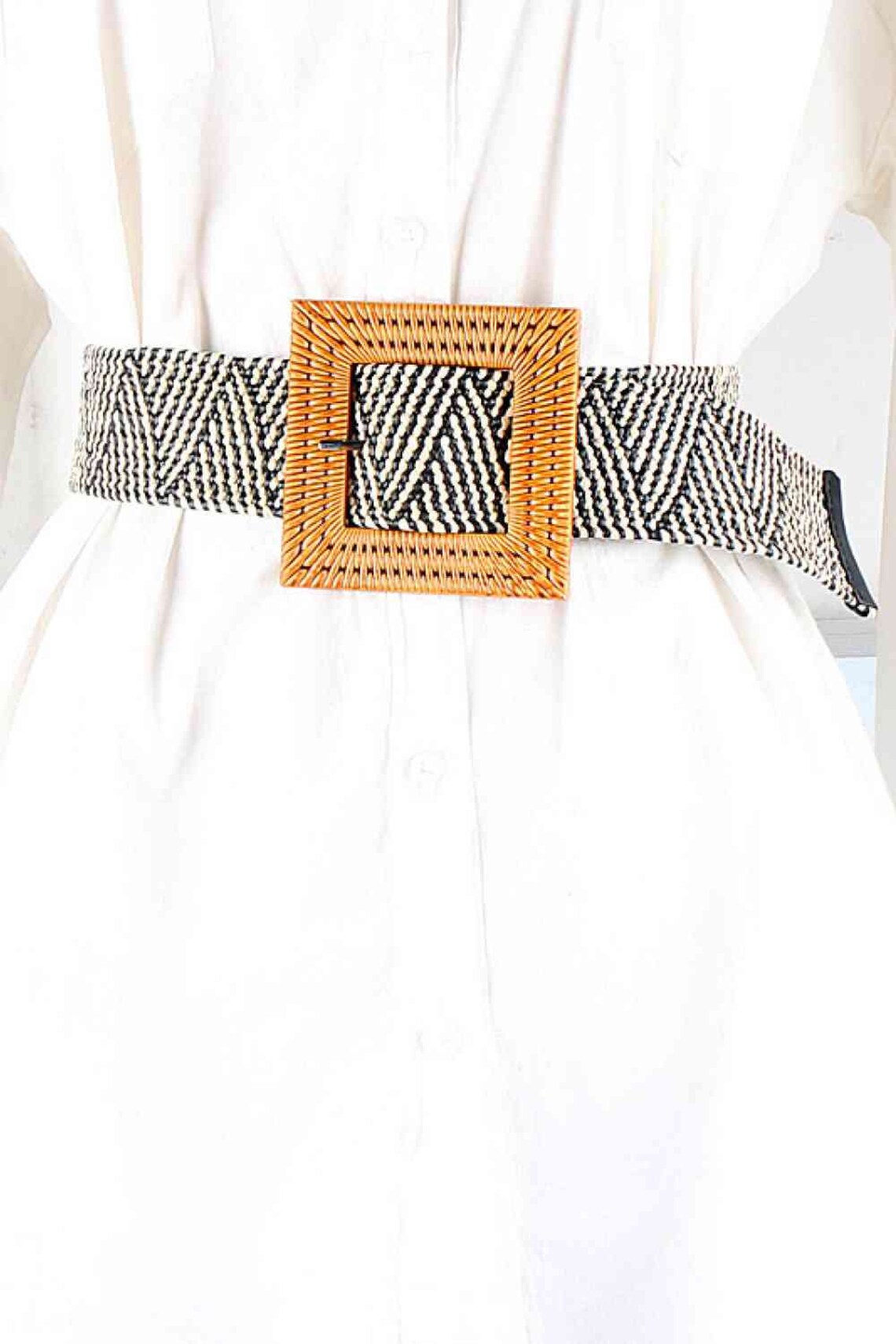 Square Buckle Elastic Braid Belt - Etsy