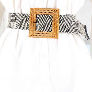 Square Buckle Elastic Braid Belt - Etsy