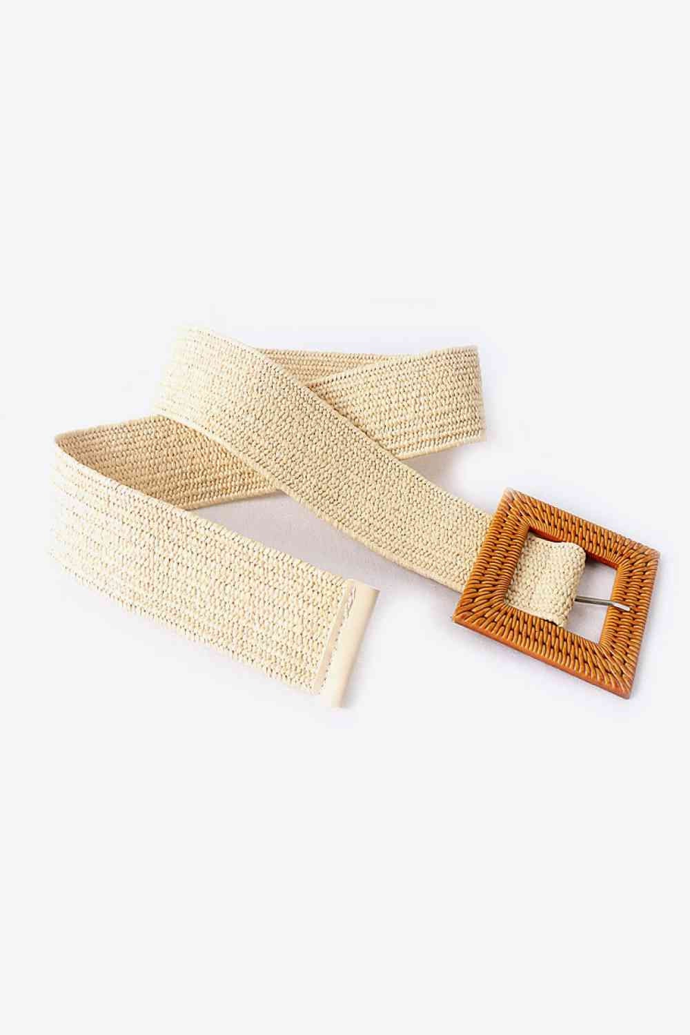 Square Buckle Elastic Braid Belt - Etsy
