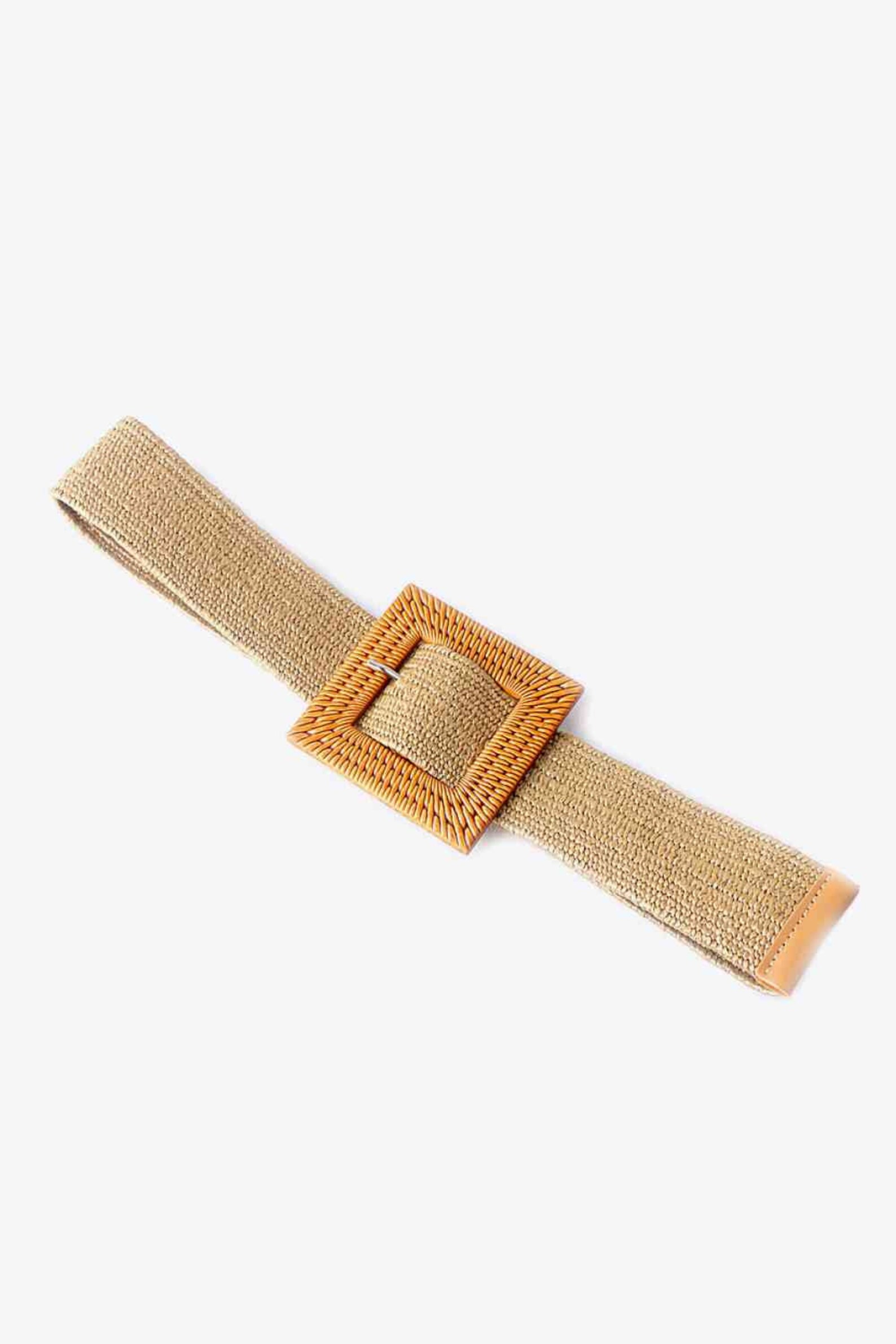 Square Buckle Elastic Braid Belt - Etsy