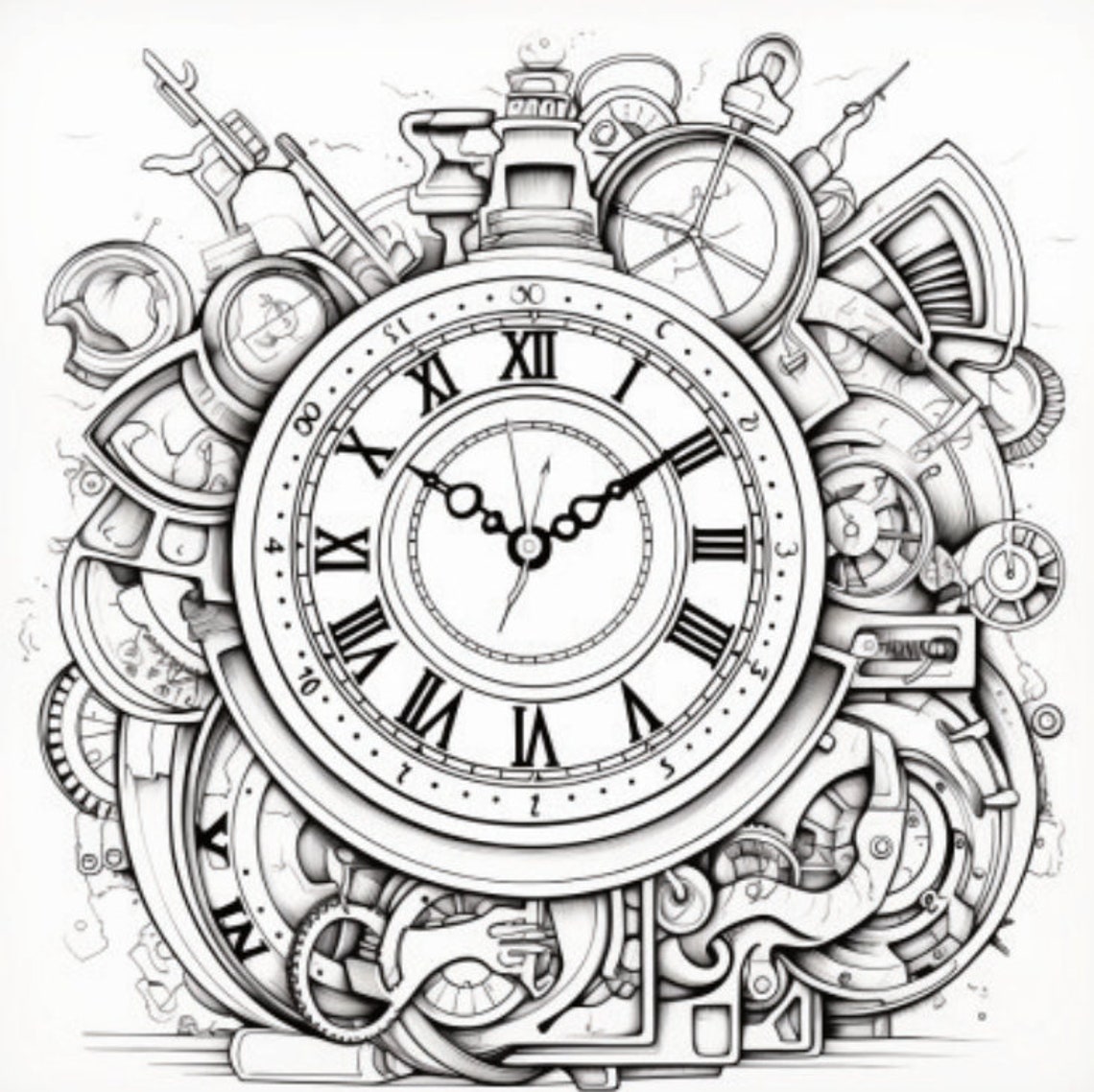 Collection of Clocks Coloring Book, 50 Pages of Coloring, Clock Color ...