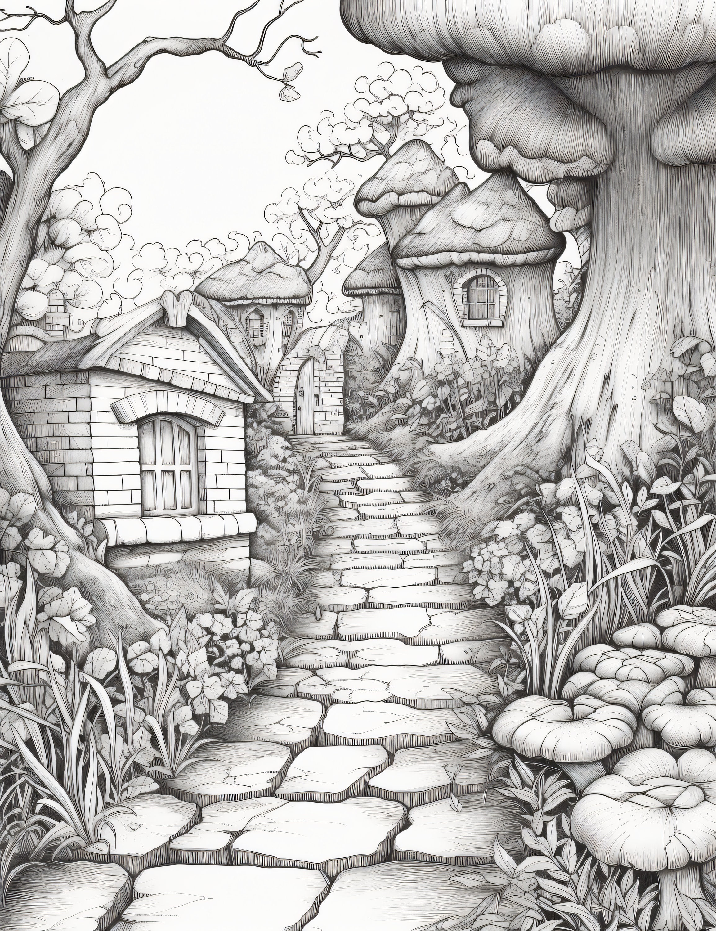 Magical Forest Coloring Book, 40 Pages of Coloring, Enchanted Forest ...