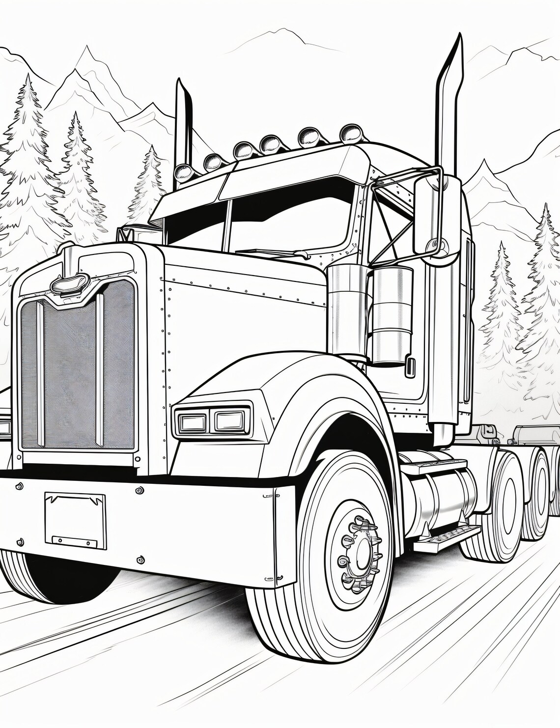 Semi-truck Coloring Book, 50 Pages of Coloring, Semi Coloring Pages ...