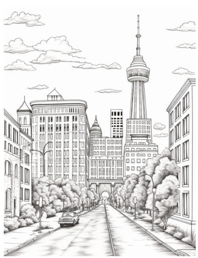 Skyline Landscapes Coloring Book, 50 Pages of Coloring, 50 Cities of ...