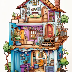 Mini Pocket Homes Coloring Book, 40 Pages of Coloring, Tiny Homes ...