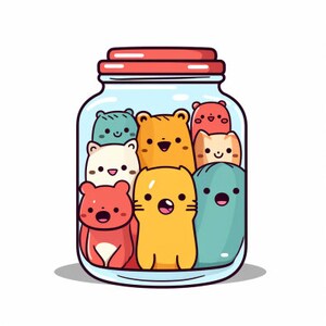 Cute Animals in a Jar Coloring Book, 50 Pages of Coloring, Animals ...