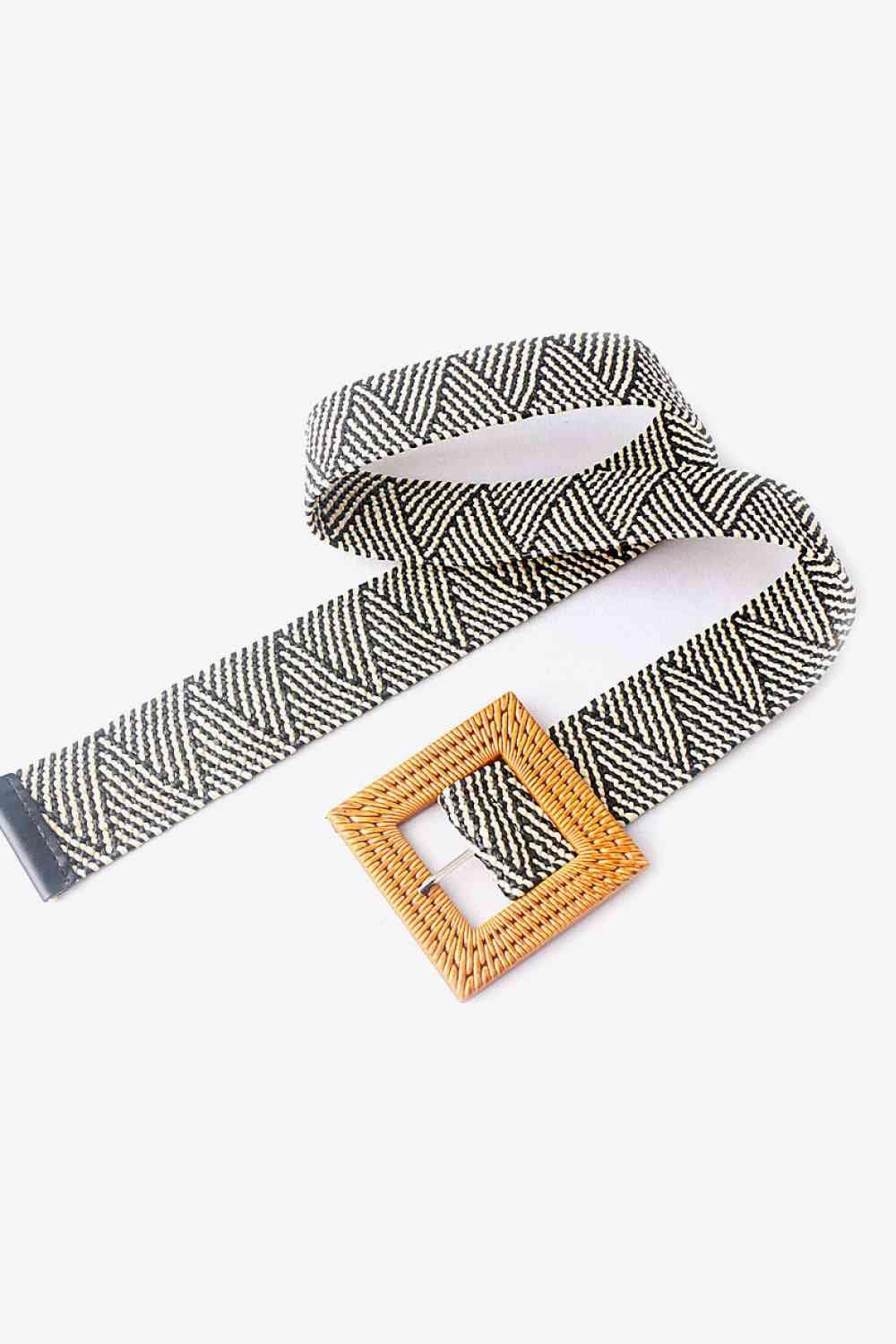 Square Buckle Elastic Braid Belt - Etsy