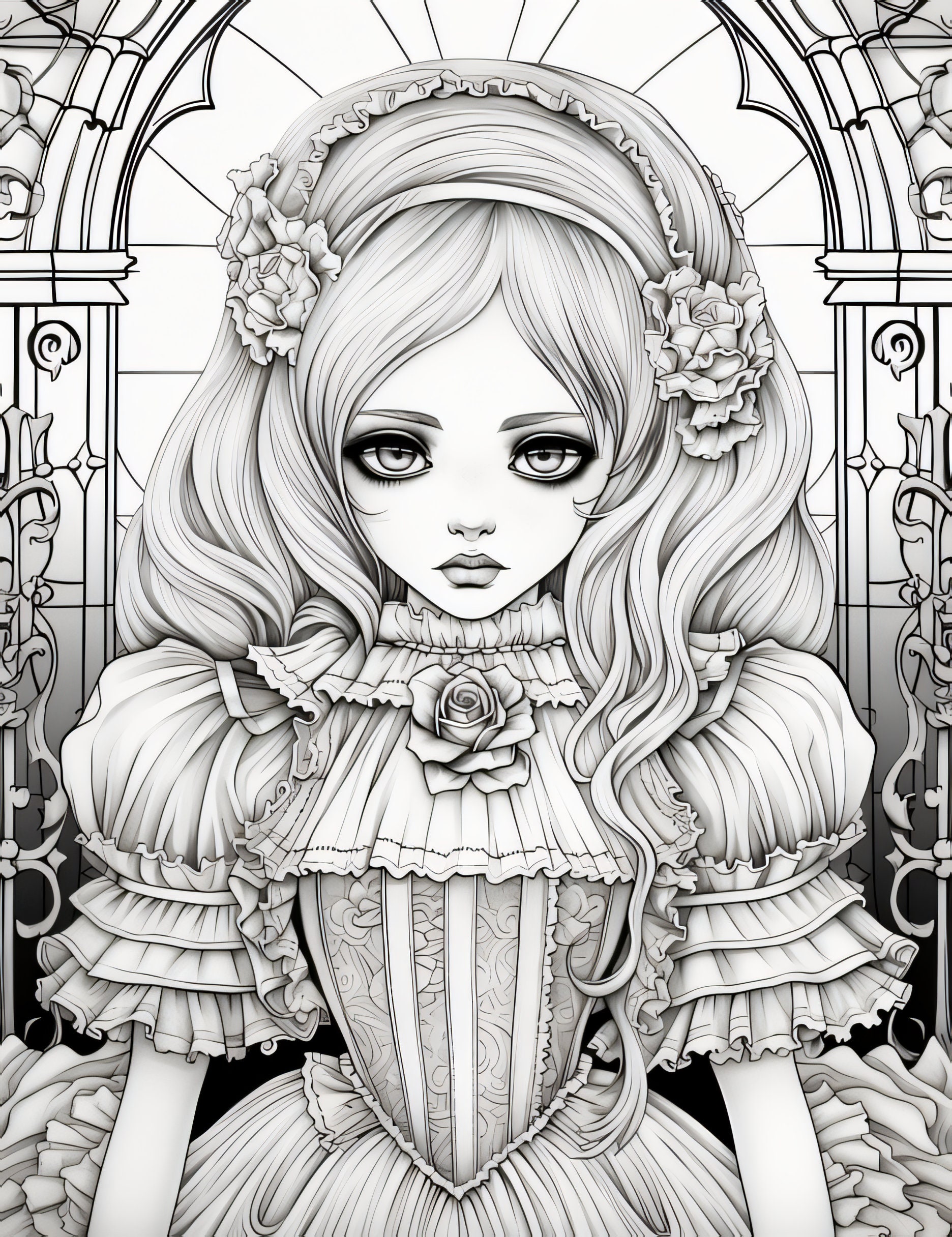 Spooky & Stylish: Gothic Girls Coloring Book - Instant PDF Download, 40 ...