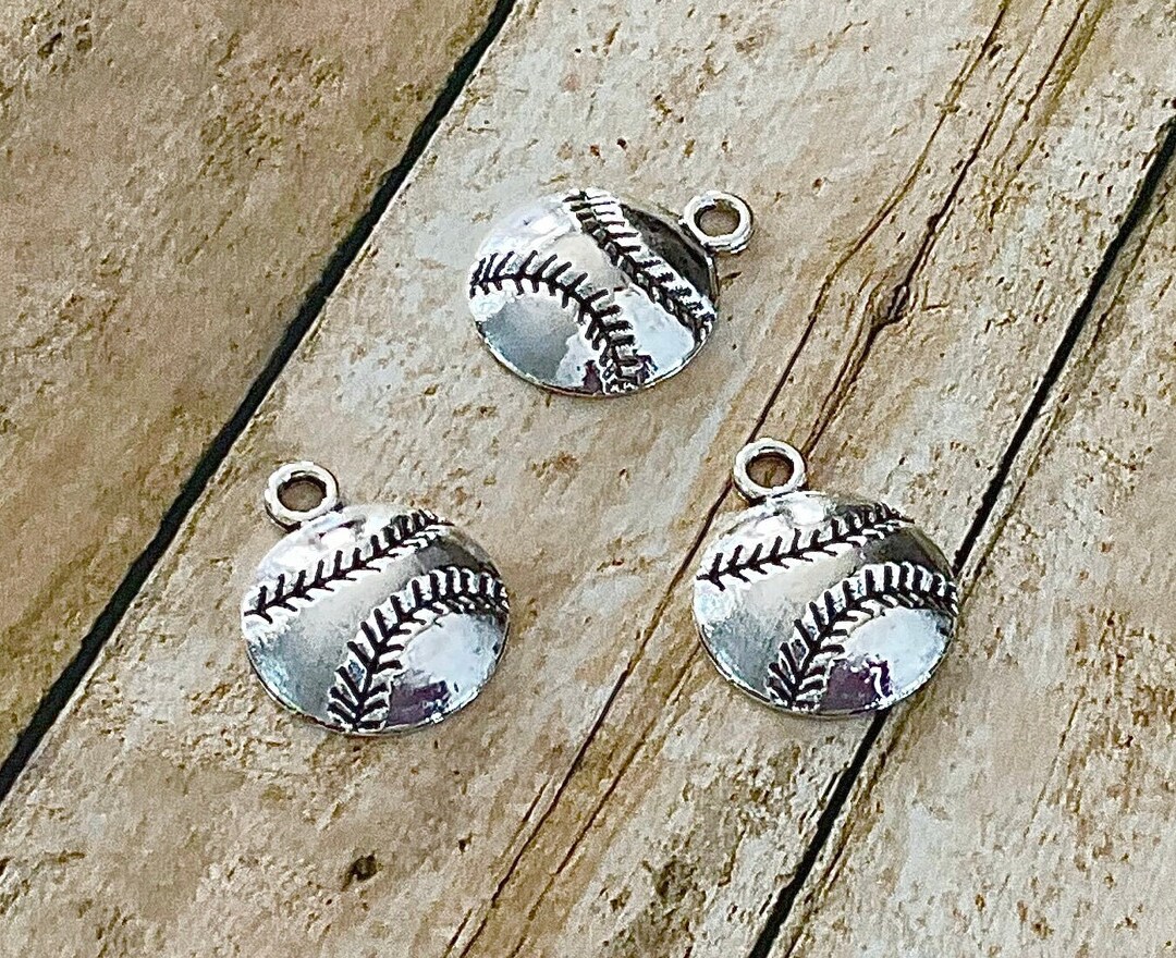 10 Pieces of a Flat, Round, Silver Baseball Charm - Etsy