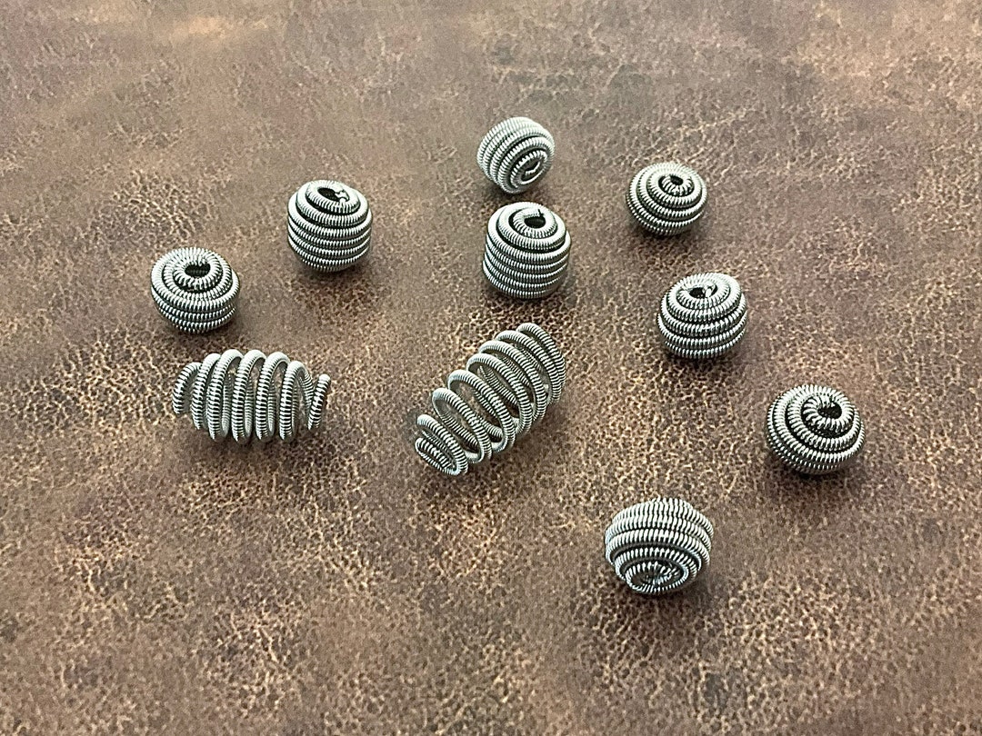 10 Pieces of Brass Spring Coil Beads, Silver 10mm Round - Etsy