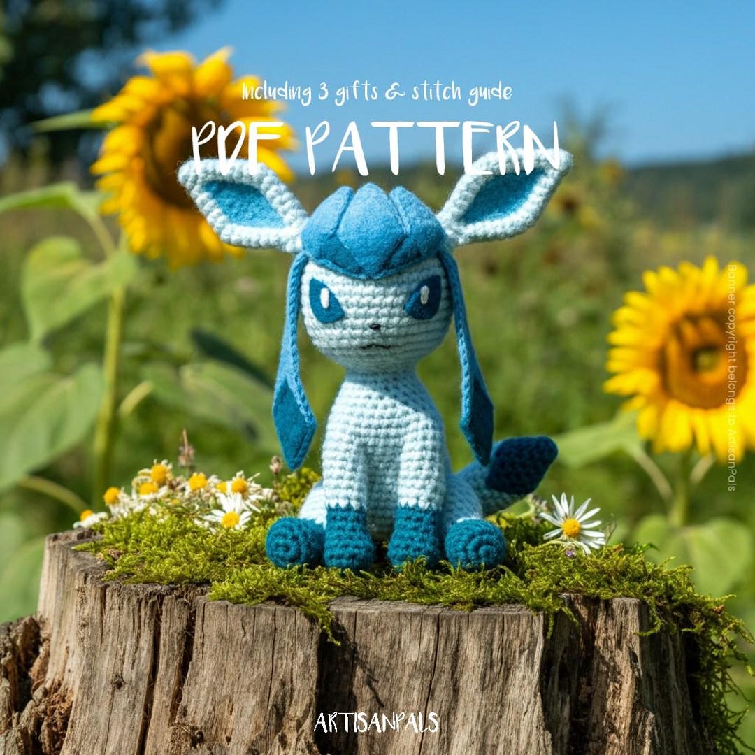 Glaceon Crochet Pattern, Pokemon Amigurumi Pattern, Animal Easy Crochet ...