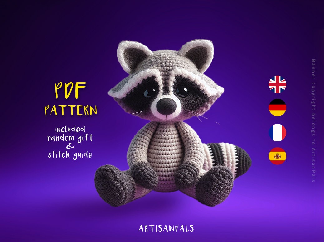 Raccoon Crochet Pattern, Raccoon Amigurumi Pattern, Animal Easy Crochet ...