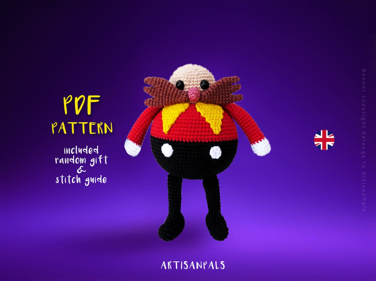 Sonic Eggman Crochet Pattern, Amigurumi Pattern, Animal Easy Crochet ...