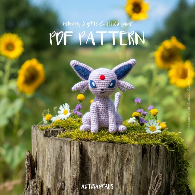 Espeon Crochet Pattern, Pokemon Amigurumi Pattern, Animal Easy Crochet ...