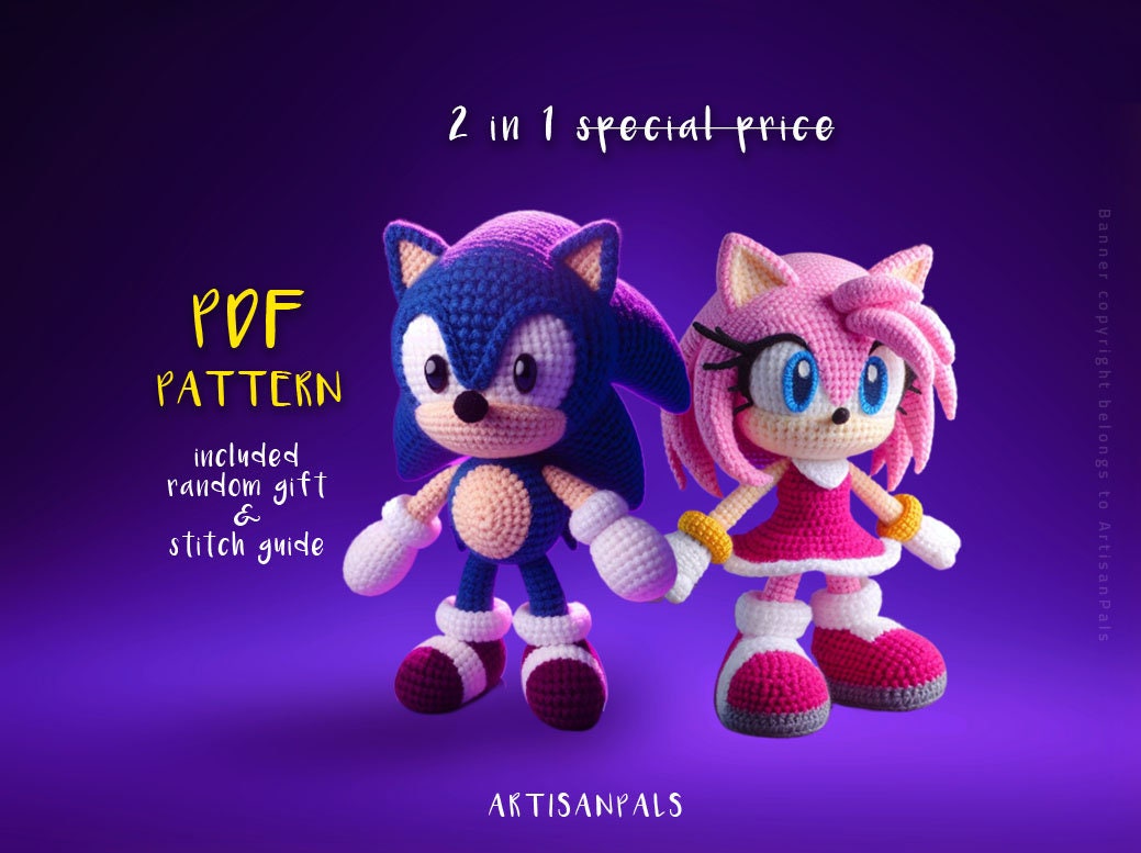 Crochet Pattern Sonic Amyrose Amigurumi Bundle, Fox Easy Crochet ...