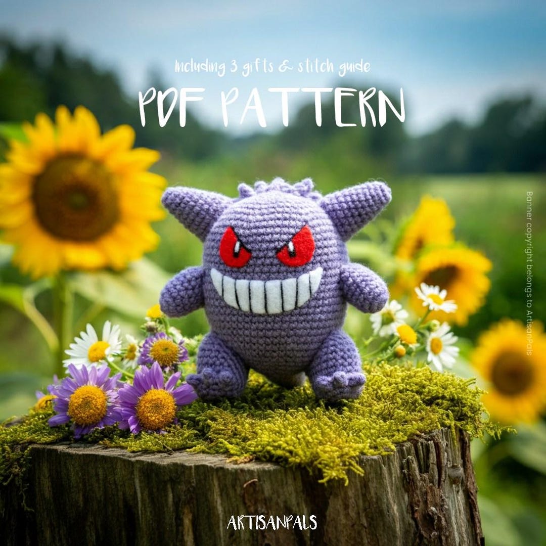 Gengar Crochet Pattern, Pokemon Amigurumi Pattern, Animal Easy Crochet ...