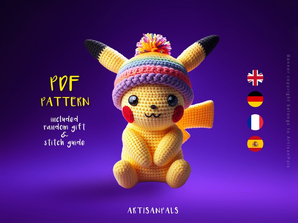 Pikachu Crochet Pattern, Pokemon Amigurumi Pattern, Animal Easy Crochet ...