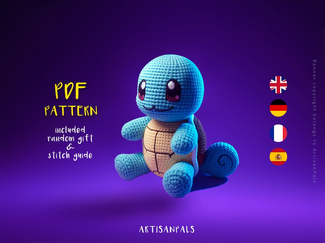 Squirtle Crochet Pattern, Pokemon Amigurumi Pattern, Animal Easy ...