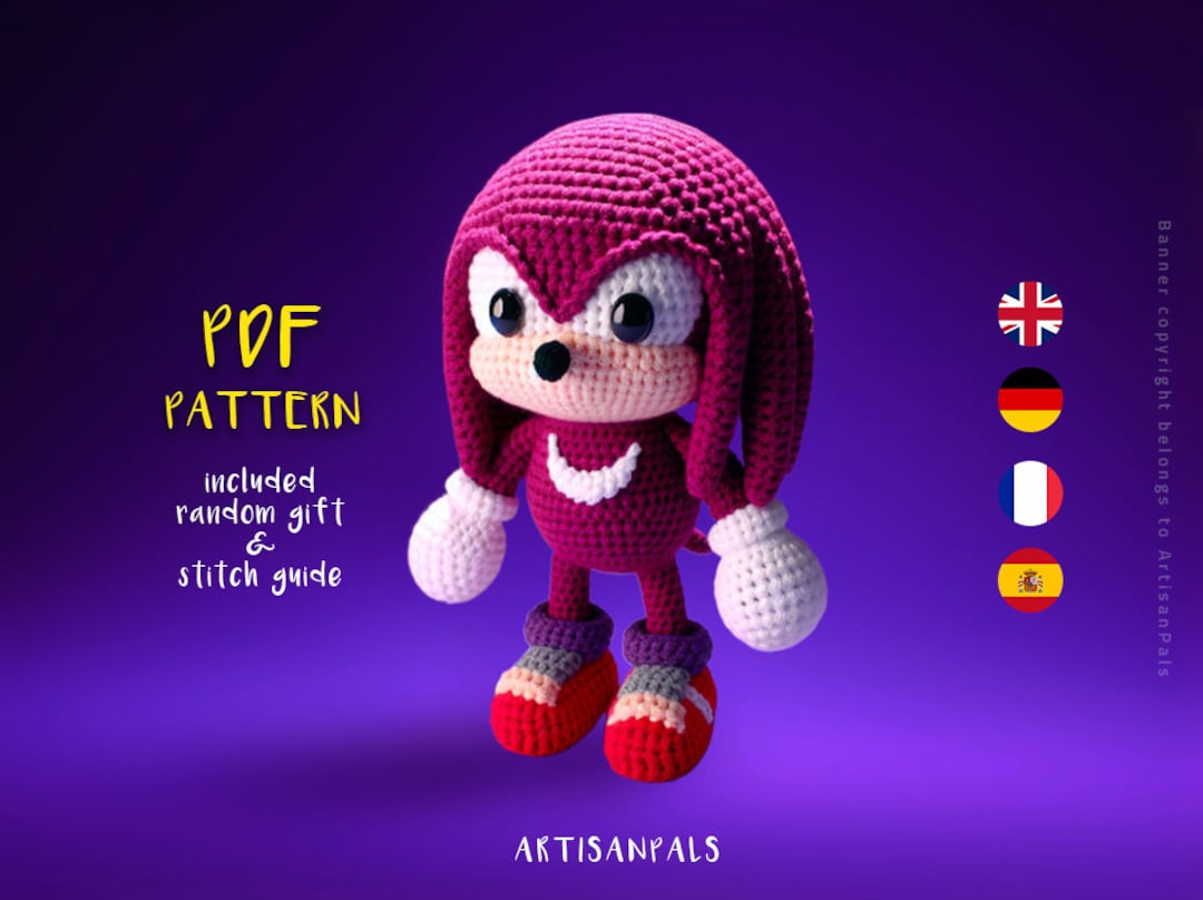 Knuckles Crochet Pattern, Sonic Amigurumi Pattern, Animal Easy Crochet ...