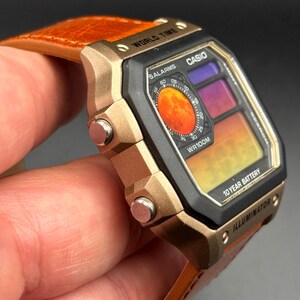 Casio Mod Ae1200wh-5av Mars Horizon World Time Digital Watch Leather ...